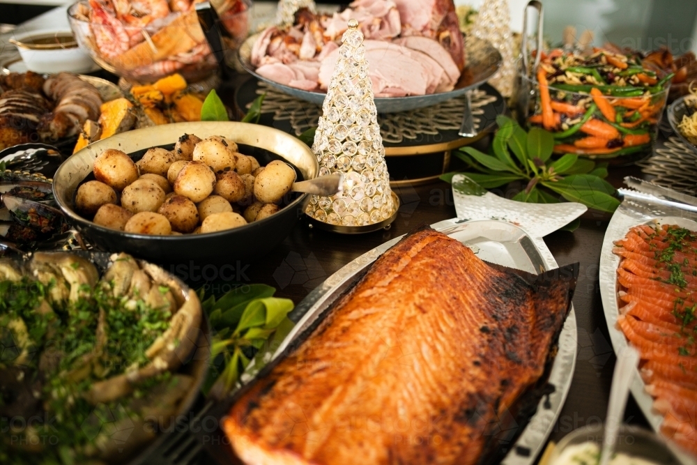 Image of A Christmas food spread - Austockphoto