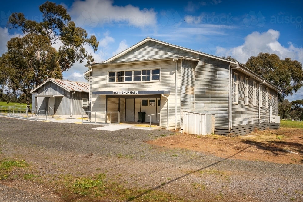 Image of A rural public hall made of corrugated iron - Austockphoto
