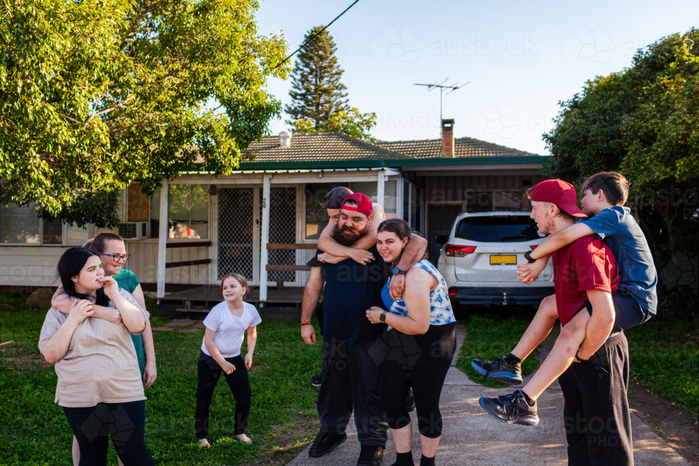 Image of Aboriginal Australian family with parents and teenaged kids ...