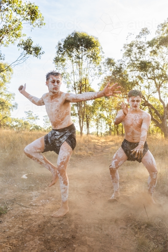 Image of Aboriginal dance and storytelling with ochre body paint and ...