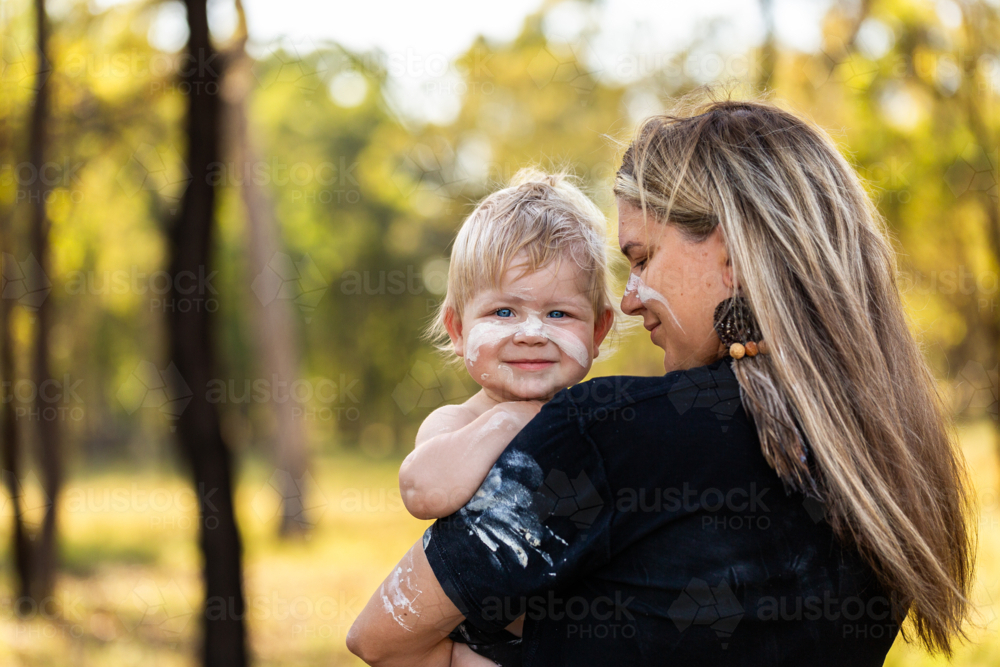 Image of Aboriginal woman with her eight month old baby boy together in ...