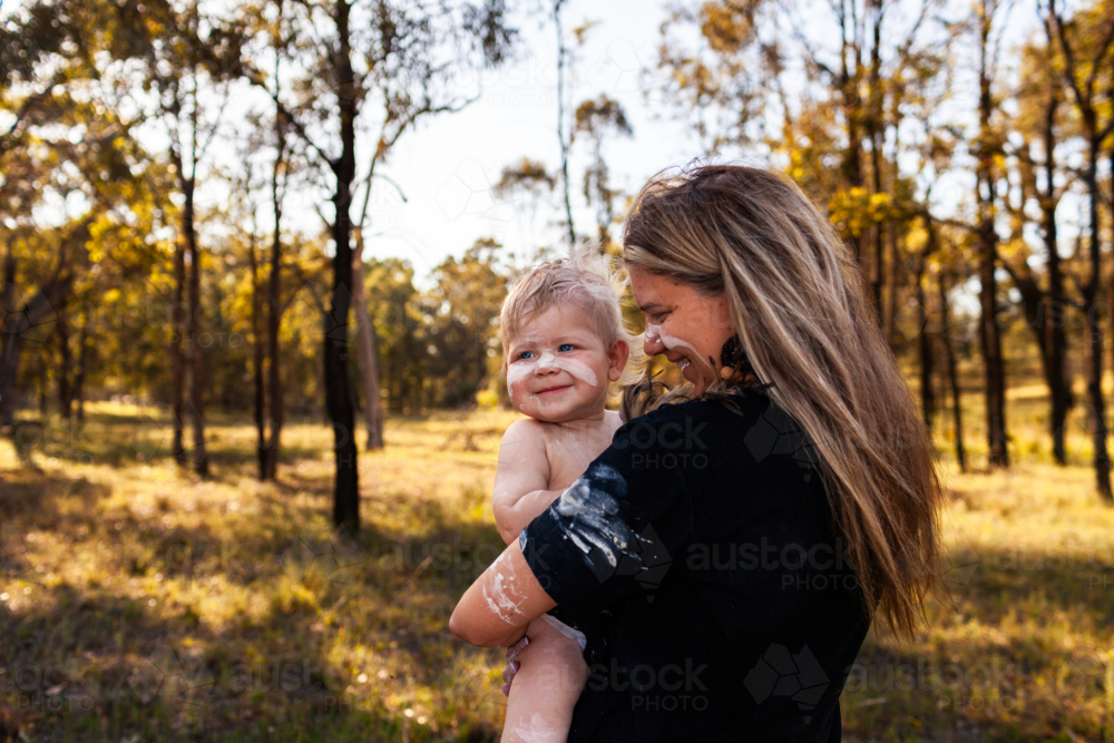 Image of Aboriginal woman with her eight month old baby boy together in ...
