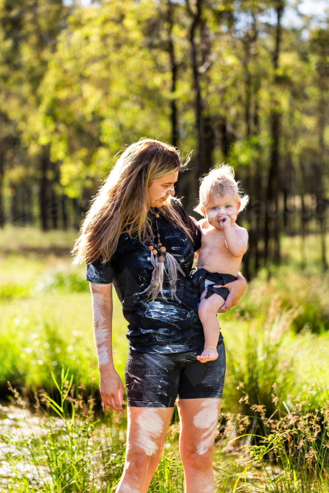 Image of Aboriginal woman with her eight month old baby boy together in ...