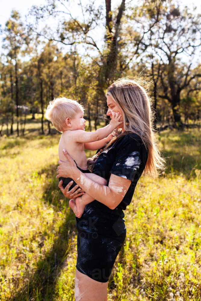 Image of Aboriginal woman with her eight month old baby boy together in ...