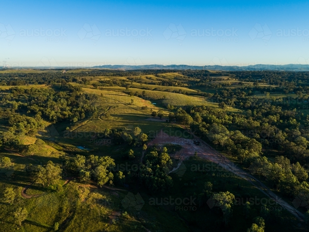 Image of Aerial australian landscape of undeveloped land - Austockphoto