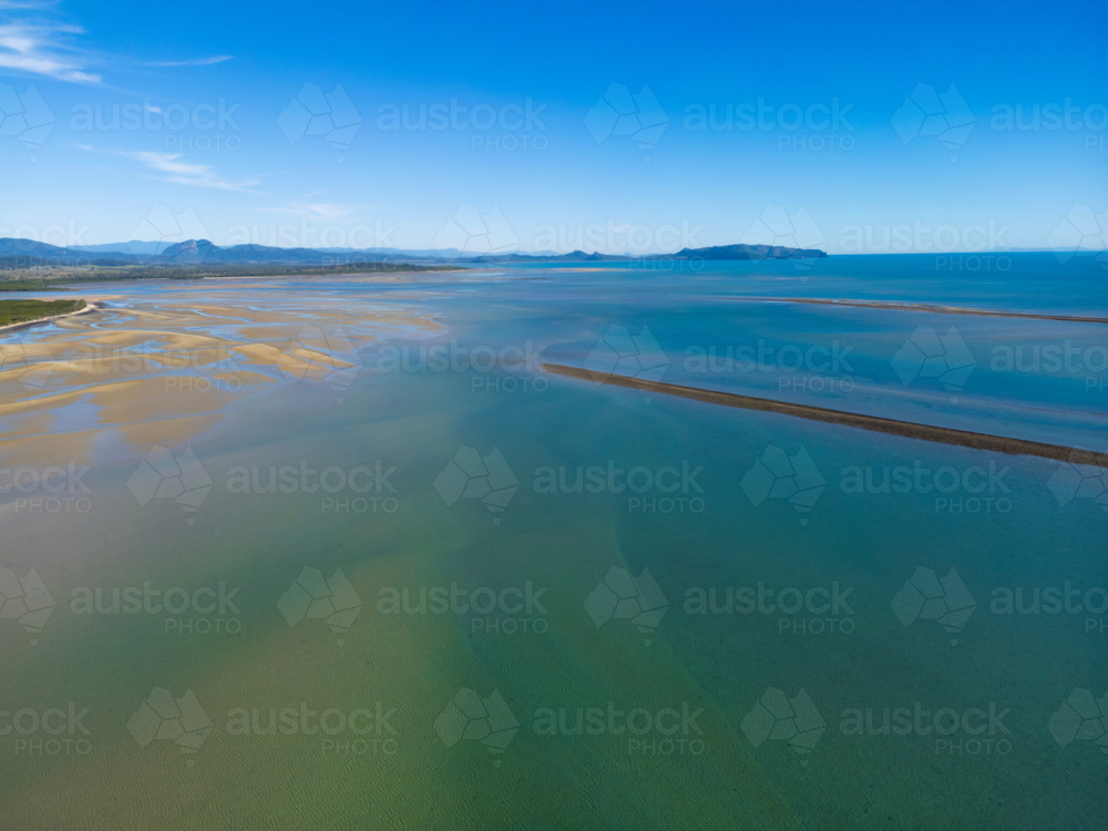 Image of Aerial Drone View of Tropical Queensland Beach, Ocean Waves ...
