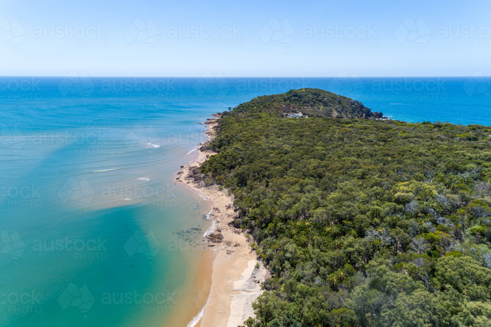 Image of Aerial image of Round Hill headland, and Bustard Bay lookout ...