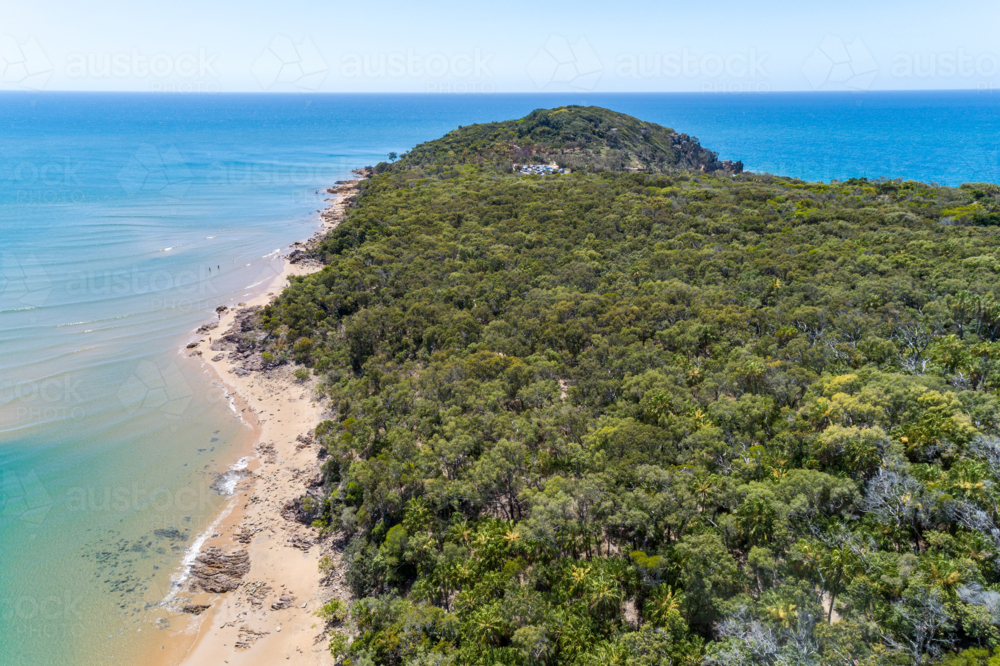 Image of Aerial image of Round Hill headland, and Bustard Bay lookout ...