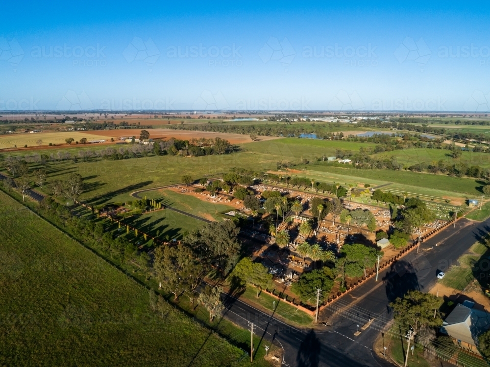 Image of Aerial image of rural Aussie graveyard with old graves ...