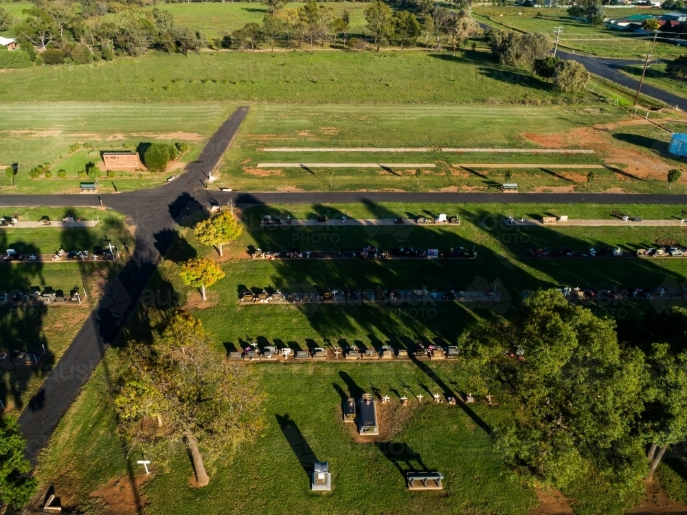 Image of Aerial image of rural country cemetery with space for new ...