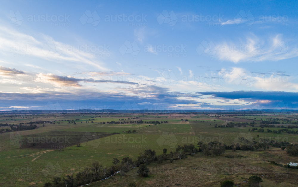 Image of aerial landscape of farmland and river in Dunedoo ...