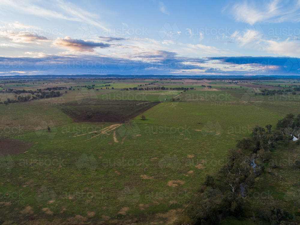 Image of aerial landscape of farmland and river in Dunedoo ...