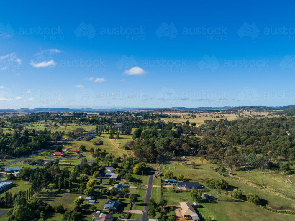 Image of Aerial landscape of town in the Northern Tablelands - Austockphoto