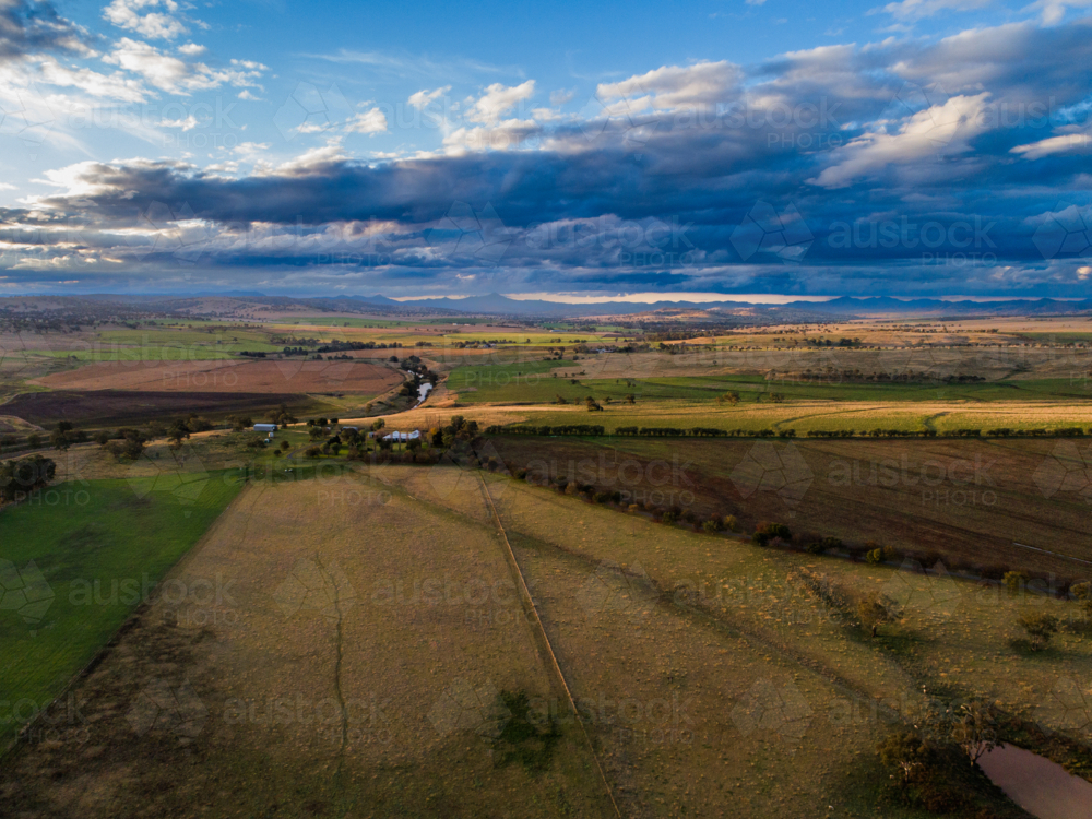 Image of Aerial landscape view over Upper Hunter Shire rural farmland ...