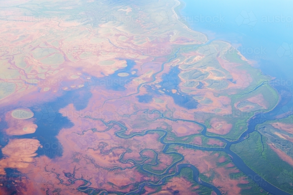 Image of Aerial of coastal Karratha region Western Australia - Austockphoto