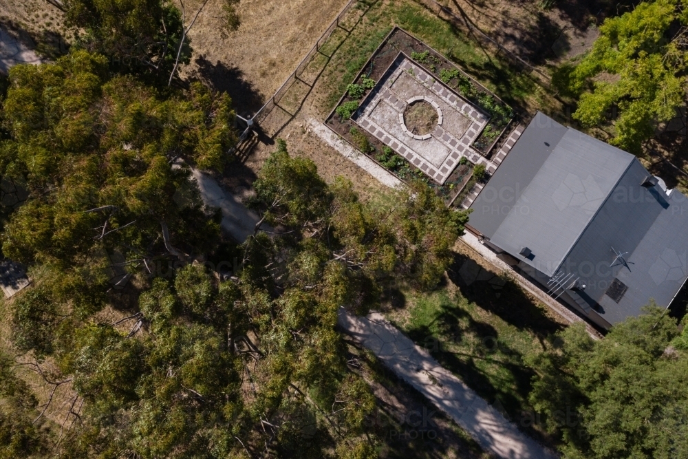 Image of aerial of country home in Adelaide Hills - Austockphoto