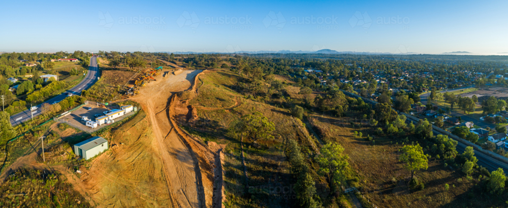 Image of Aerial panorama of bypass construction between New England ...