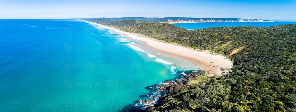 Image of Aerial panorama of Double Island Point and Rainbow Beach ...