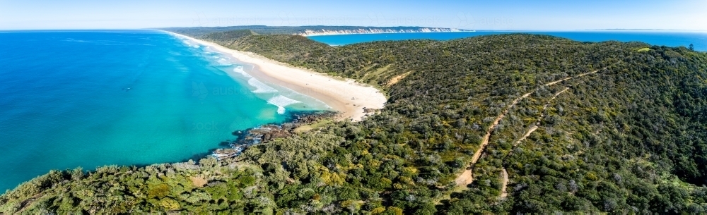 Image of Aerial panorama of Double Island Point and Rainbow Beach ...