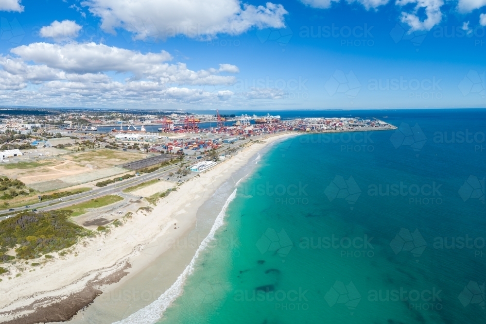 Image of Aerial panorama of Port Beach with Port of Fremantle in ...