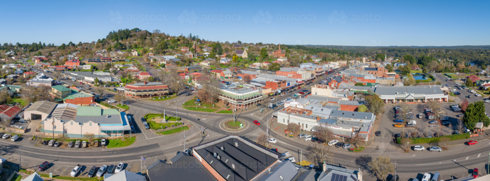 Image of Aerial panorama of roads running through the centre of a ...