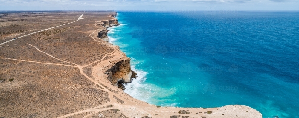 Image of Aerial panorama of the Bunda Cliffs along the Great Australian ...