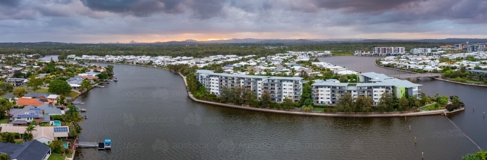 Image of Aerial panorama view of real estates and apartment buildings ...