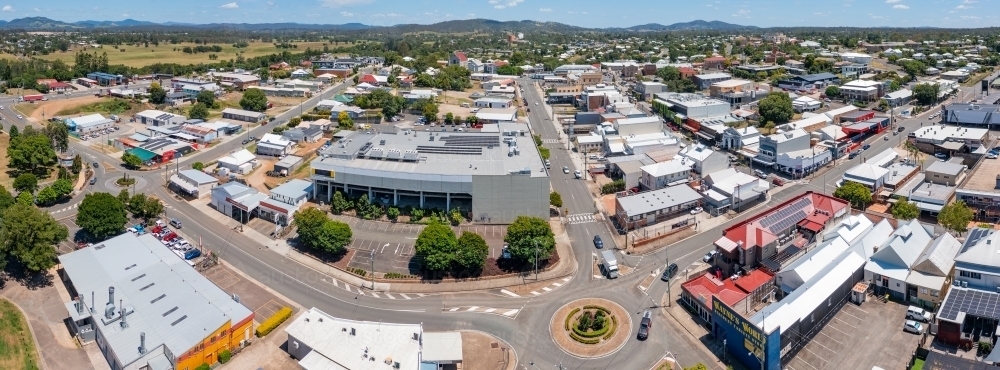 Image of Aerial panorama view of the central business area of a ...