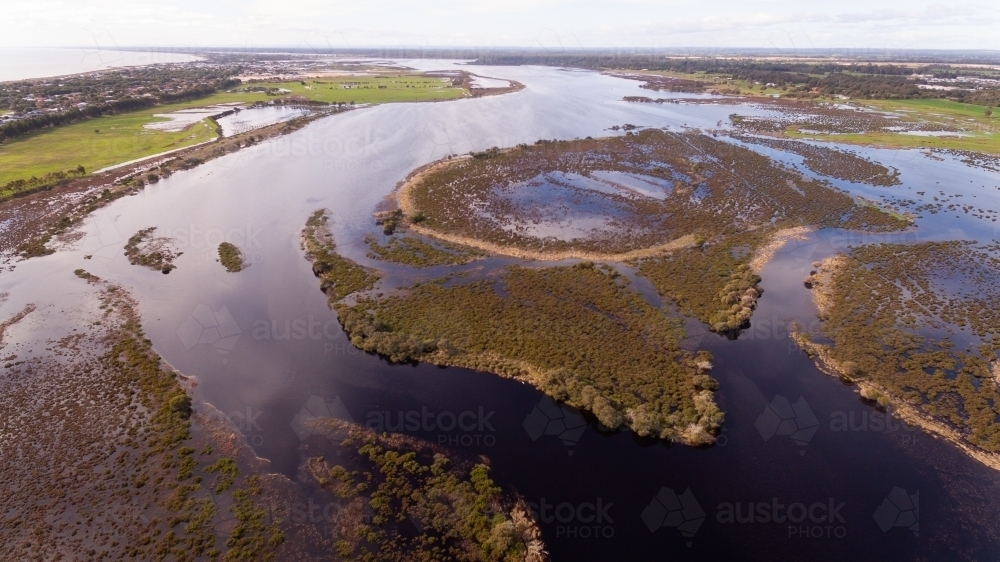 Image of Aerial photo over Geographe wetlands - Austockphoto