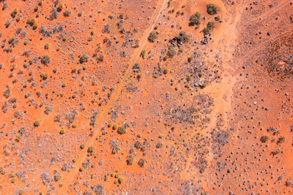 Image of aerial view looking down on barren landscape - Austockphoto