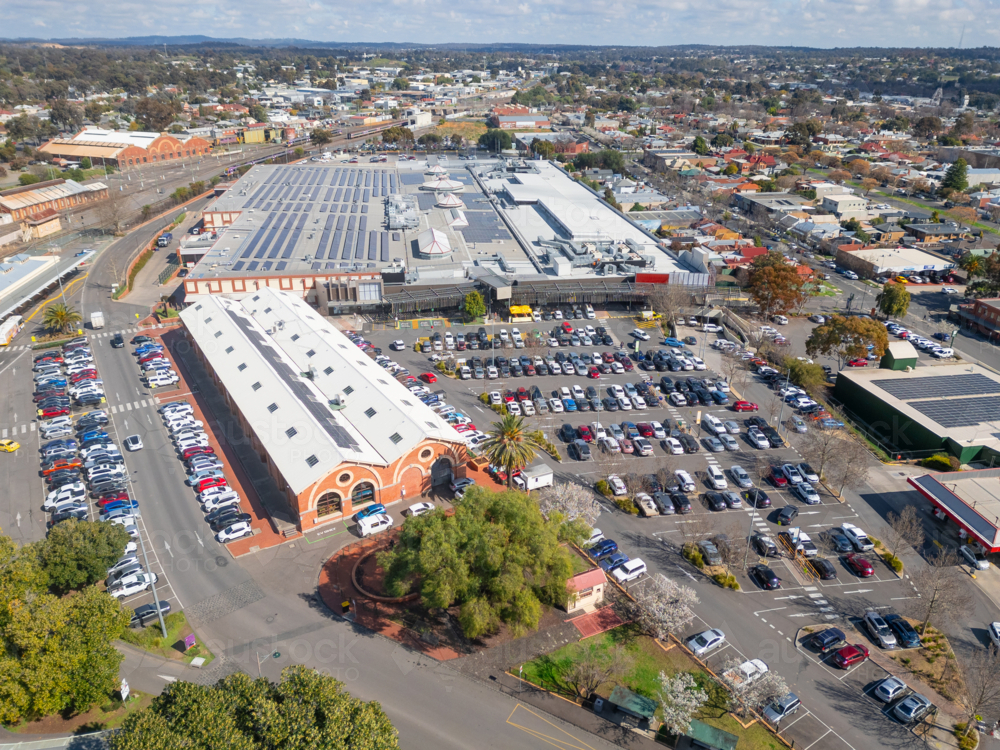 Image of Aerial view of a large shopping centre and surrounding ...