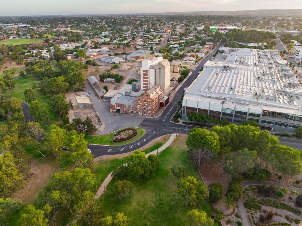 Image of Aerial view of a parkland surrounding a regional city CBD ...