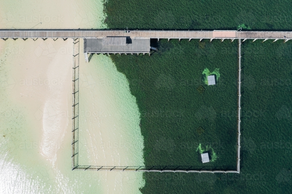 Image of Aerial view of a sand bar in a swimming enclosure attached to ...