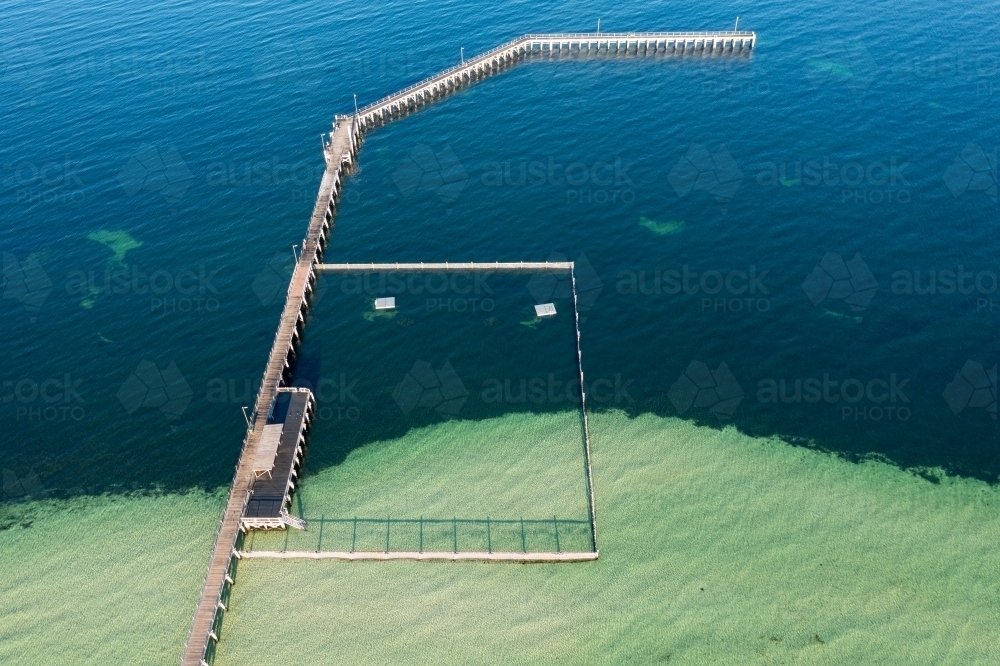 Image of Aerial view of a sand bar in a swimming enclosure attached to ...