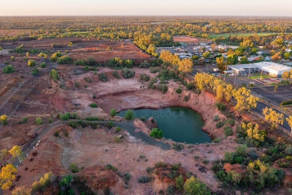 Image of Aerial view of abandoned mining landscape on the edge of an ...