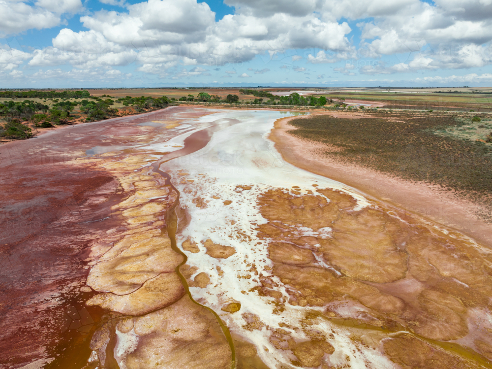 Image of Aerial view of abstract patterns and colours in an outback ...