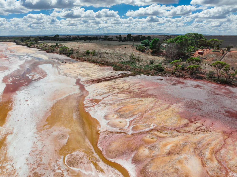 Image of Aerial view of abstract patterns and colours in an outback ...