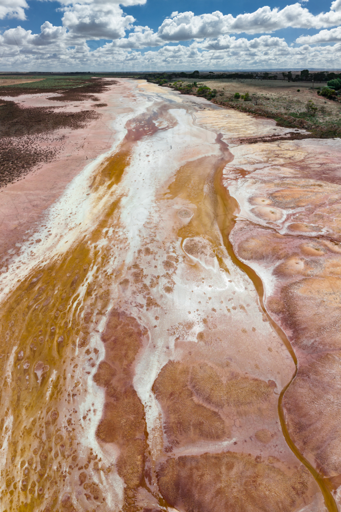 Image of Aerial view of abstract patterns and colours in an outback ...