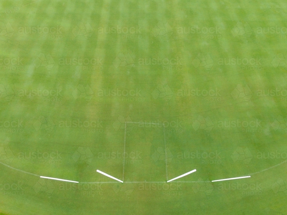 Image of Aerial view of AFL goal posts. - Austockphoto