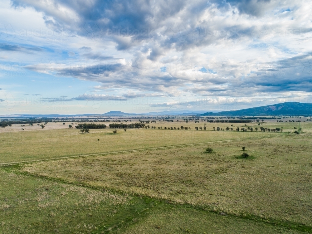 Image of Aerial view of australian farm landscape with wide paddocks ...