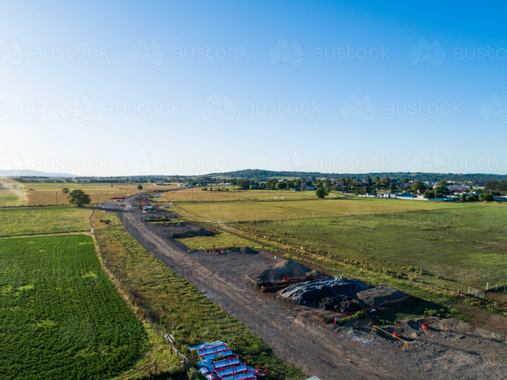 Image of Aerial view of beginnings of bypass highway road under ...