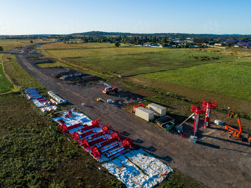 Image of Aerial view of beginnings of bypass highway road under ...