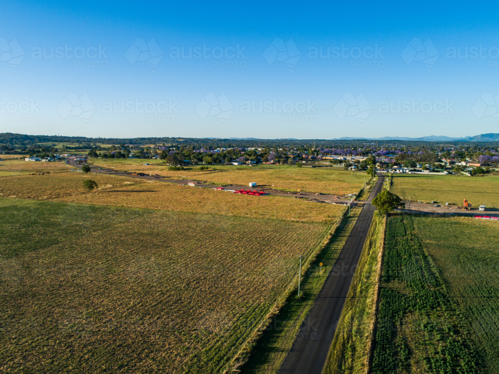 Image of Aerial view of beginnings of bypass highway road under ...