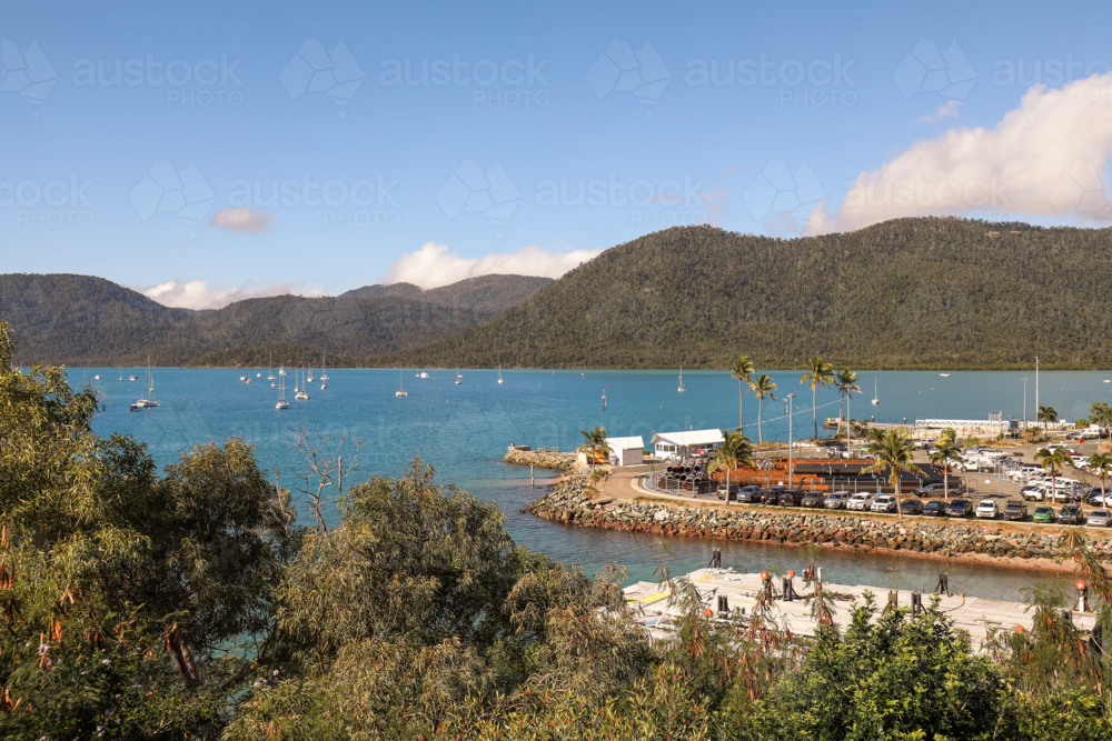 Image of Aerial view of car park at Shute Harbour in the Whitsundays ...