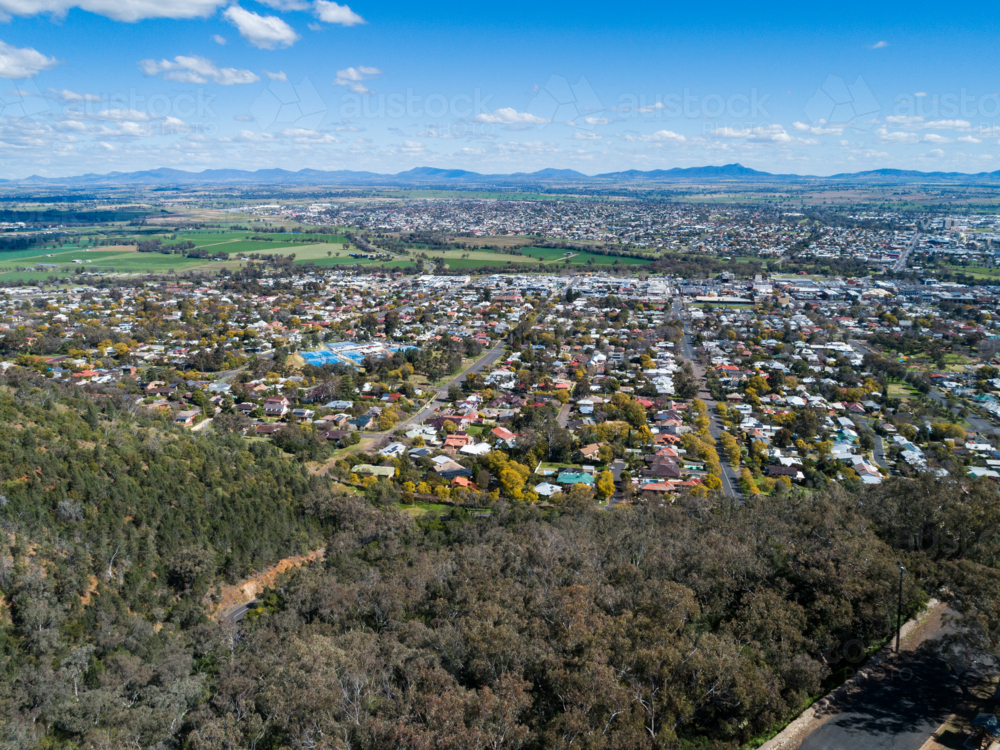 Image of Aerial view of city landscape from Oxley Scenic Lookout above ...