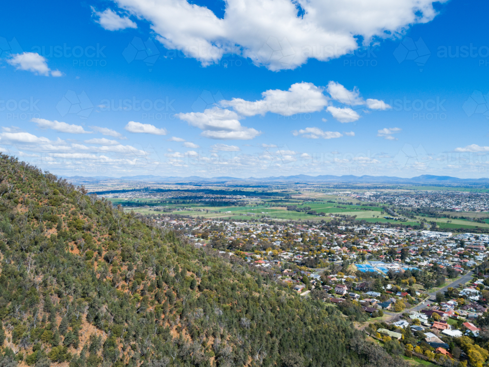 Image of Aerial view of city landscape from Oxley Scenic Lookout above ...