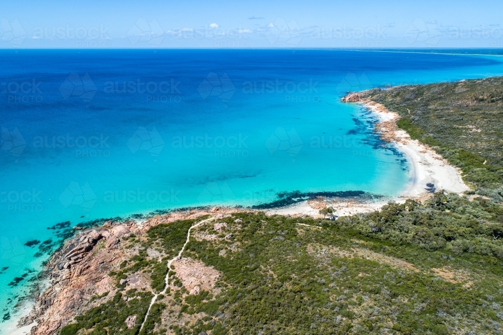 Image of Aerial view of coastline and clear turquoise water at Meelup ...