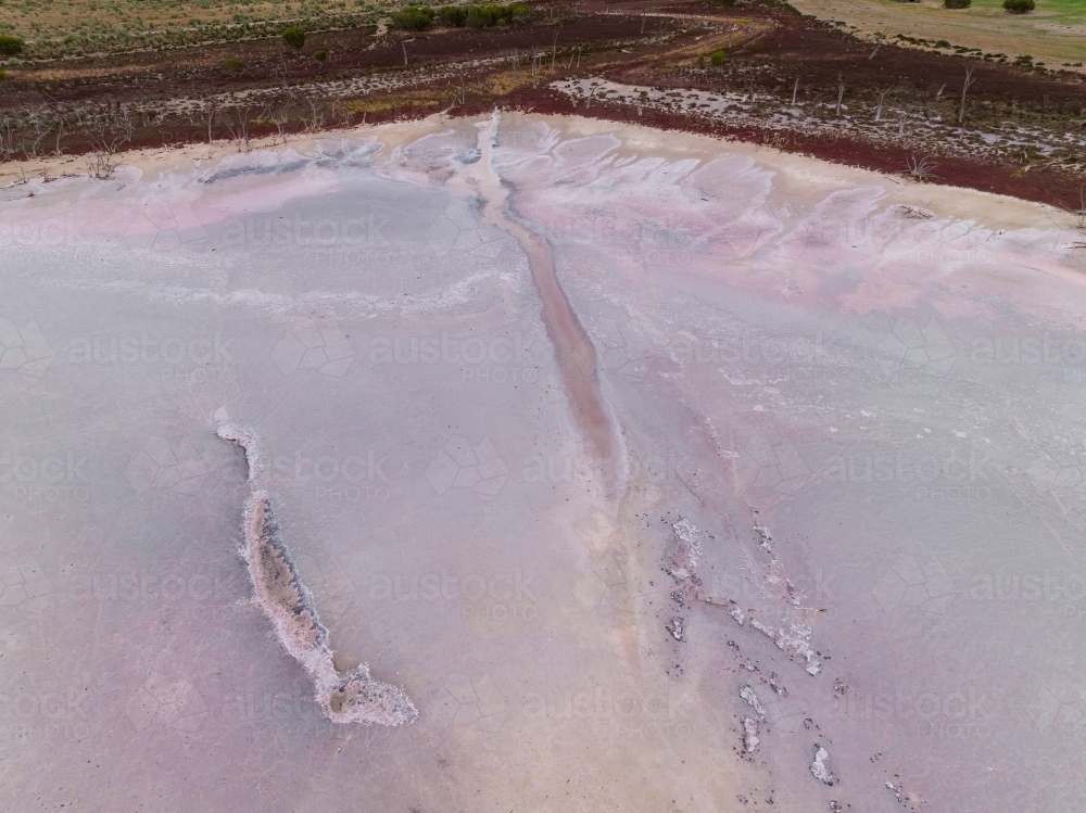 Image of Aerial view of colourful patterns and textures in a dry salt ...
