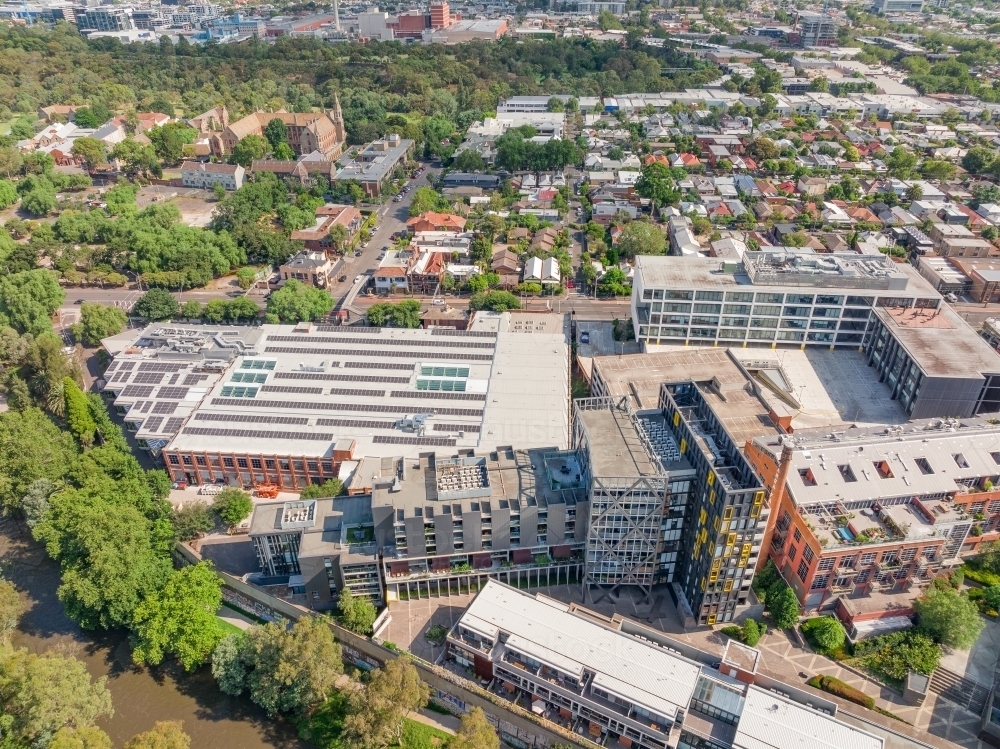 Image of Aerial view of congested high rise city buildings - Austockphoto