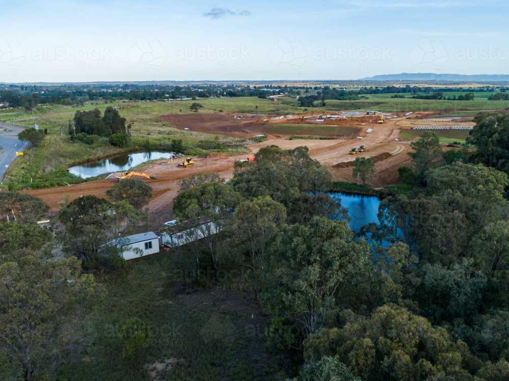 Image of Aerial view of construction site for Singleton Bypass taken ...